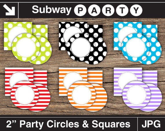 Printable Multi Color Fun Party 2 Circles and Squares