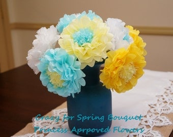 Spring Tissue Paper Flower Bouquet by PrincessApprovedShop on Etsy