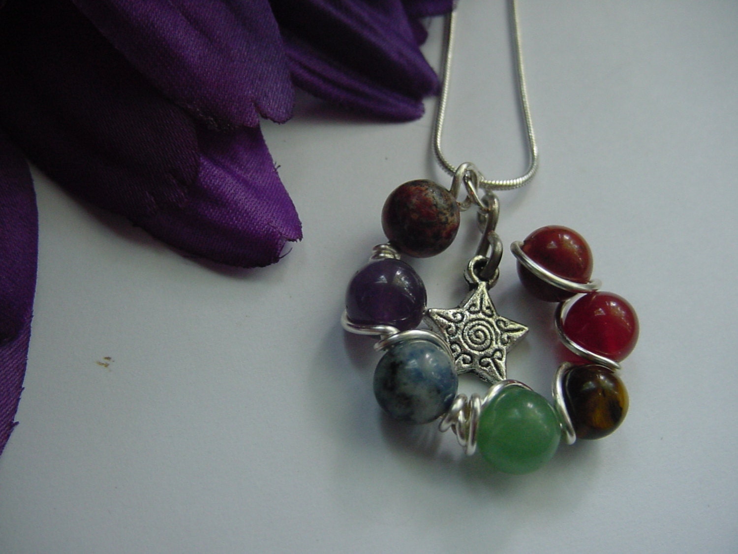 7 Chakra OM Charm Pendant Gemstones by CherylsHealingGems