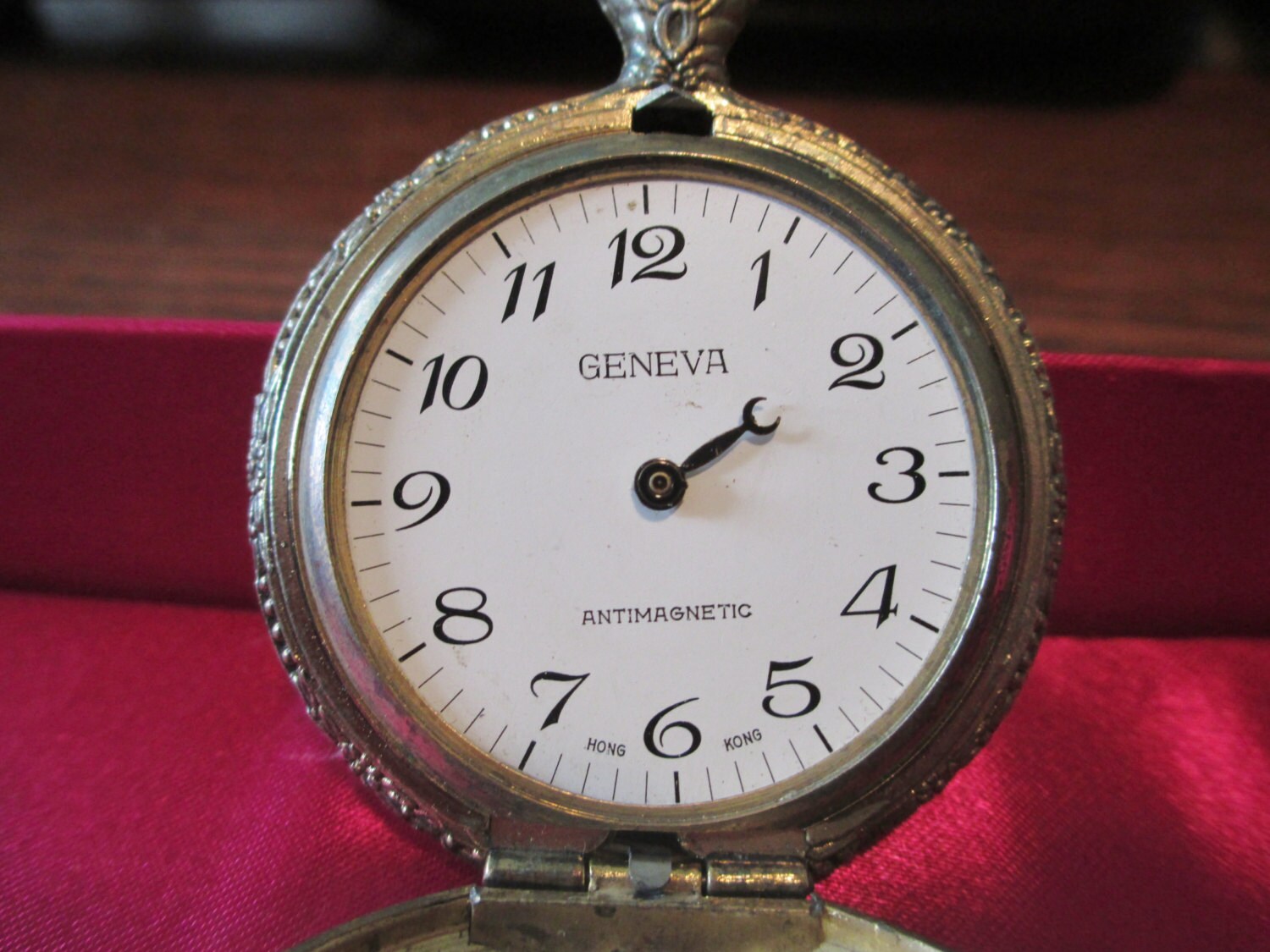 Pocket Watch: Antique Brass Colored Geneva Antimagnetic