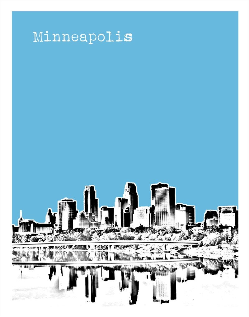 Minneapolis Minnesota MN Poster Art Skyline Print Version 3