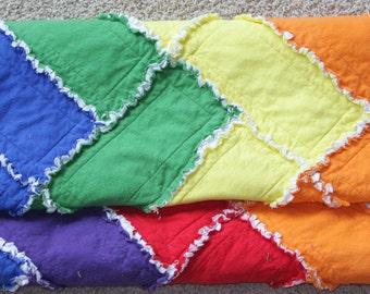 Rainbow Chevron Flannel Rag Quilt