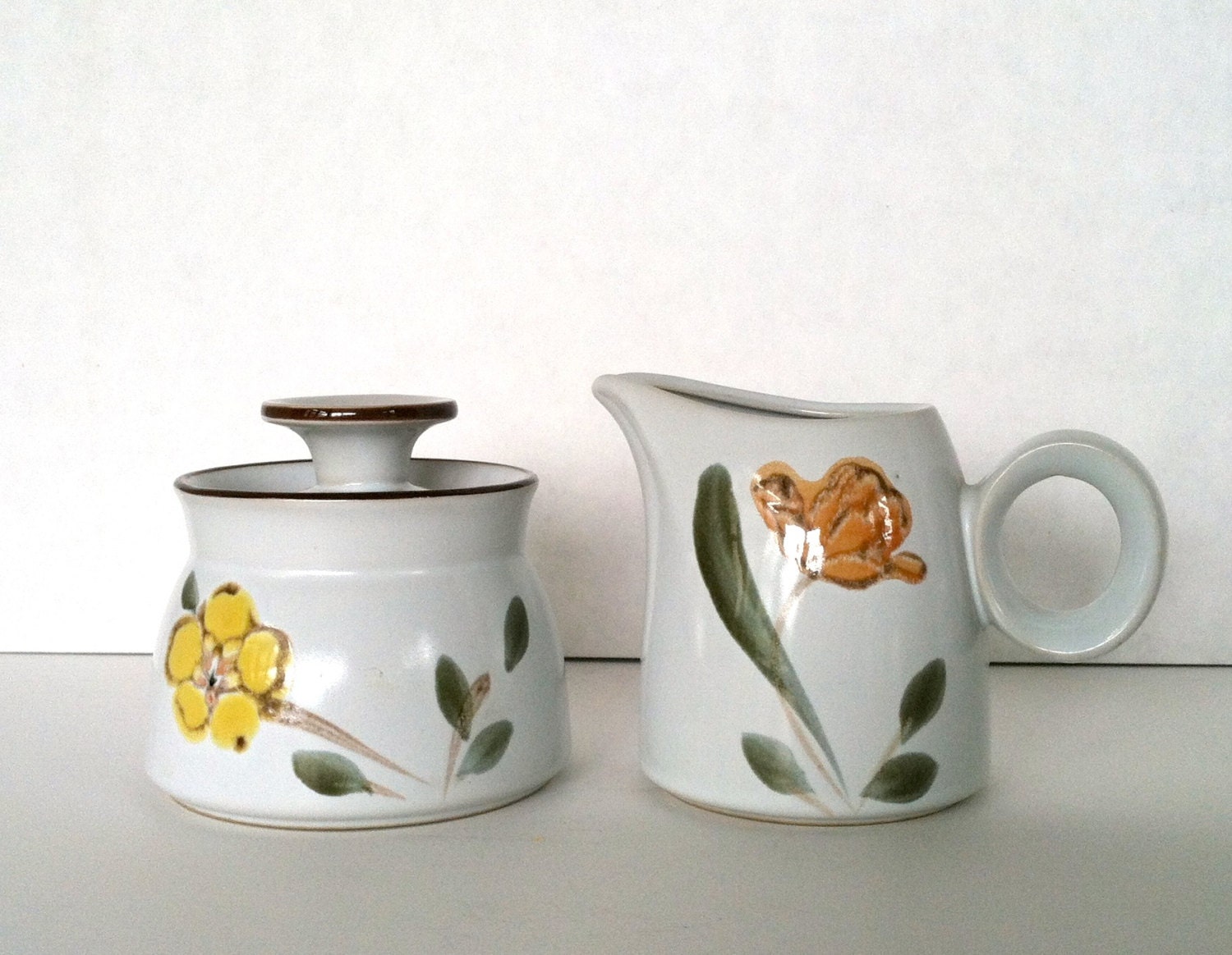 Seventies Noritake Stoneware Hello Spring Floral Creamer and Sugar Bowl ...
