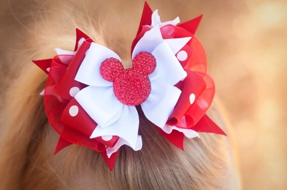 Items similar to Red Minnie Mouse Boutique Bow, Disney Vacation Bow ...