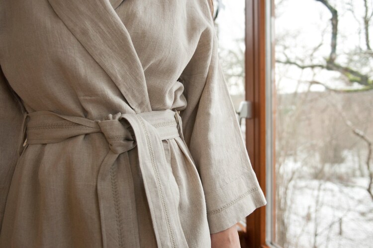 Classical Pure Linen Robe for Women by LigaTreija on Etsy
