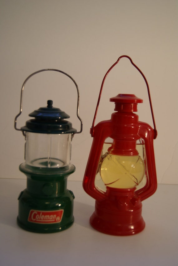Avon Bottles Red Lantern & Coleman Green Lantern Set of 2