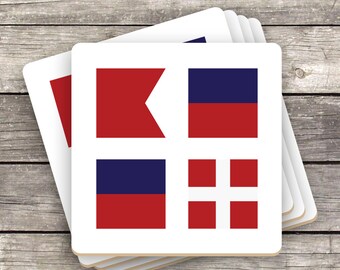 Beer Spelled From Nautical Flags - Set of 5 Drink Coasters - Beer ...