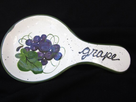 Items similar to Ceramic spoon rest in grape pattern #GS1 on Etsy