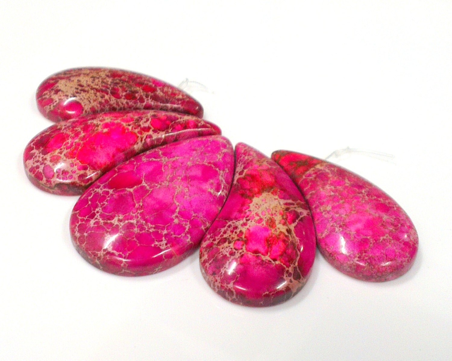 Stunning 5 pieces Pink jasper Stone Beads Pendant Set