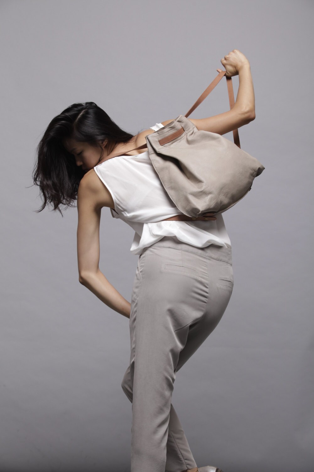 Beige leather backpack bag – Beige Jessy bag – Etsy finds