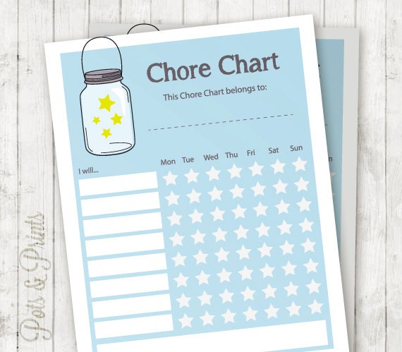 Printable chore chart: Mason jars stars chore chart to help remember ...