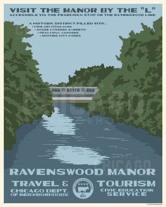 Ravenswood Manor (Chicago Neighborhood) WPA-Inspired Poster