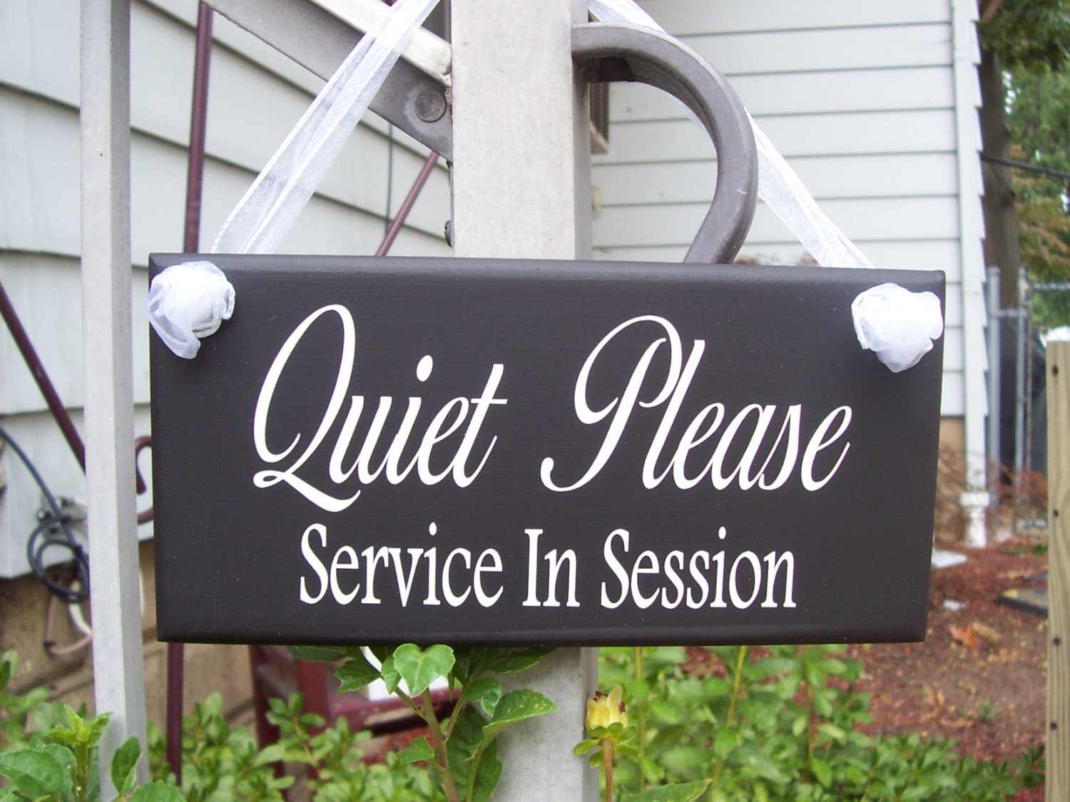 Quiet Please Service In Session Wood Vinyl Sign by heartfeltgiver