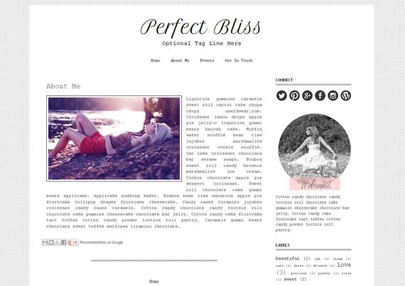 Premade Blogger Template PERFECT BLISS Mobile by LisasMenagerie