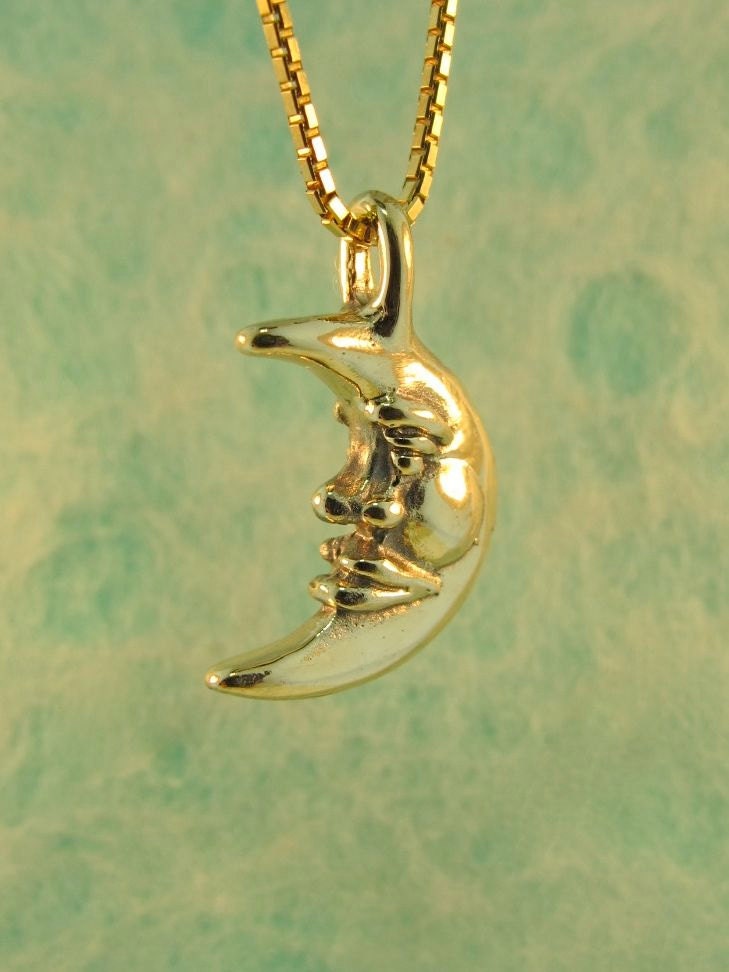 Moon Necklace Gold Small 14k Gold Moon Charm Moon Pendant