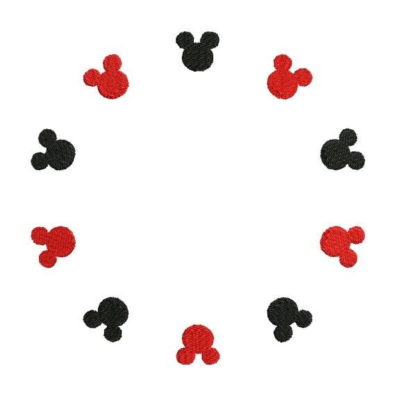 Mickey Mouse Circle Frame Monogram Font Machine Embroidery