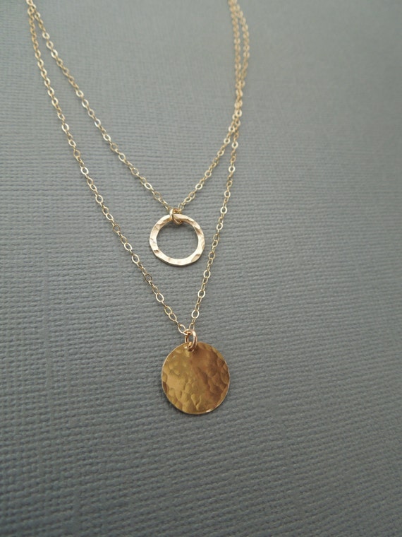 gold two tier necklace delicate gold necklace layered gold