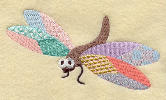 PATCHWORK DRAGONFLY Machine Embroidered Quilt BlocksAZEB
