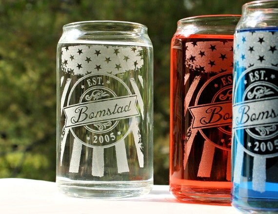 Beer Can Glasses Set of Personalized Drinking Glasses Home