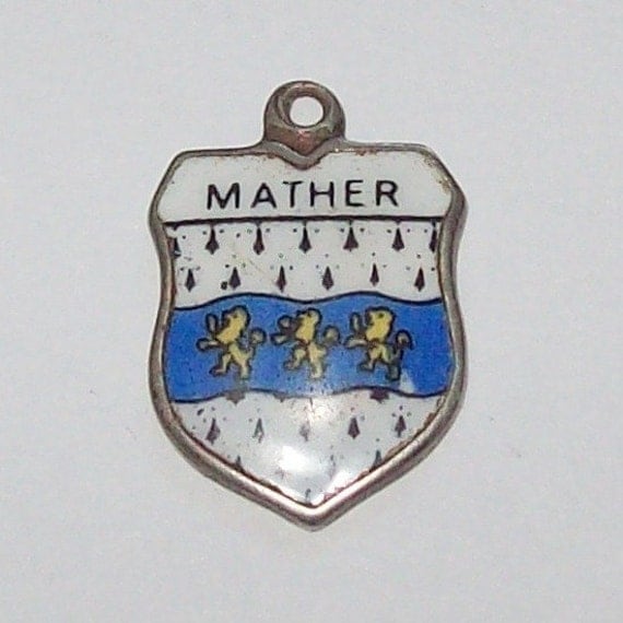 Mather Family Coat of Arms Enamelled SP Shield Charm