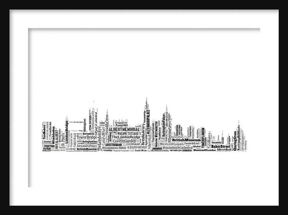 London Skyline Word Art Typography Print Poster Map
