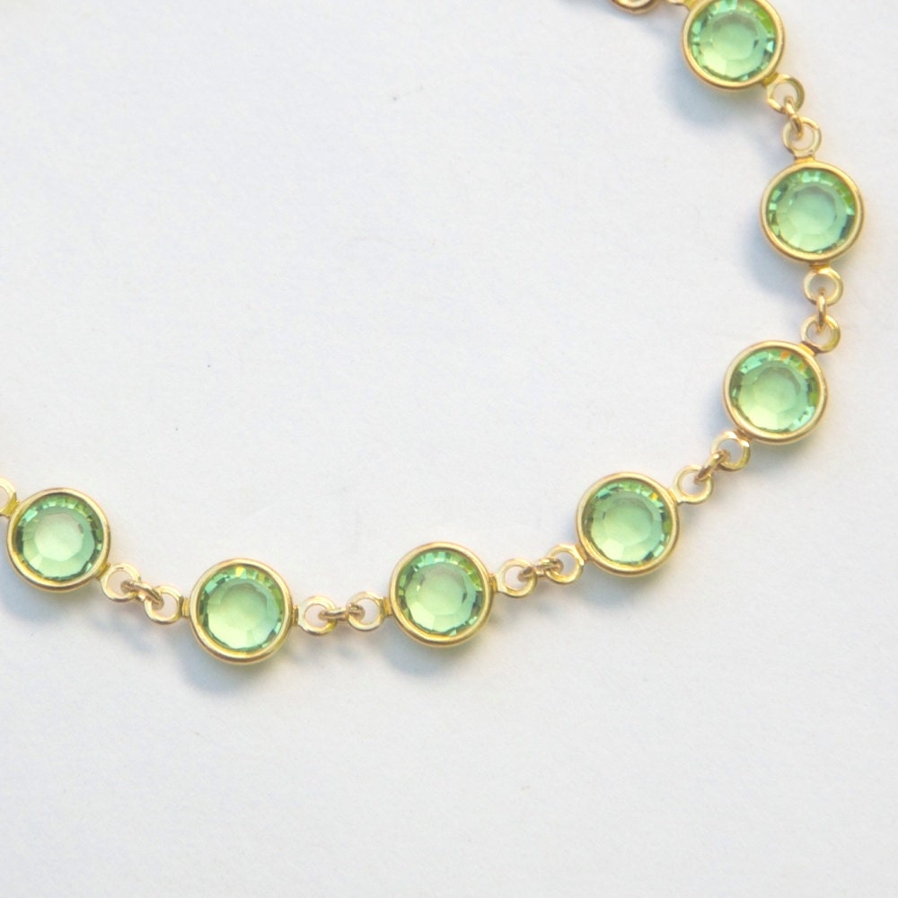 Gold Birthstone Bracelet August Peridot Jewelry Light Green