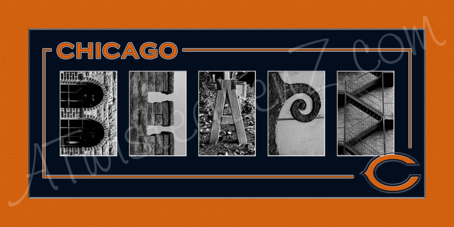 Chicago Bears Football Alphabet Photo Collage
