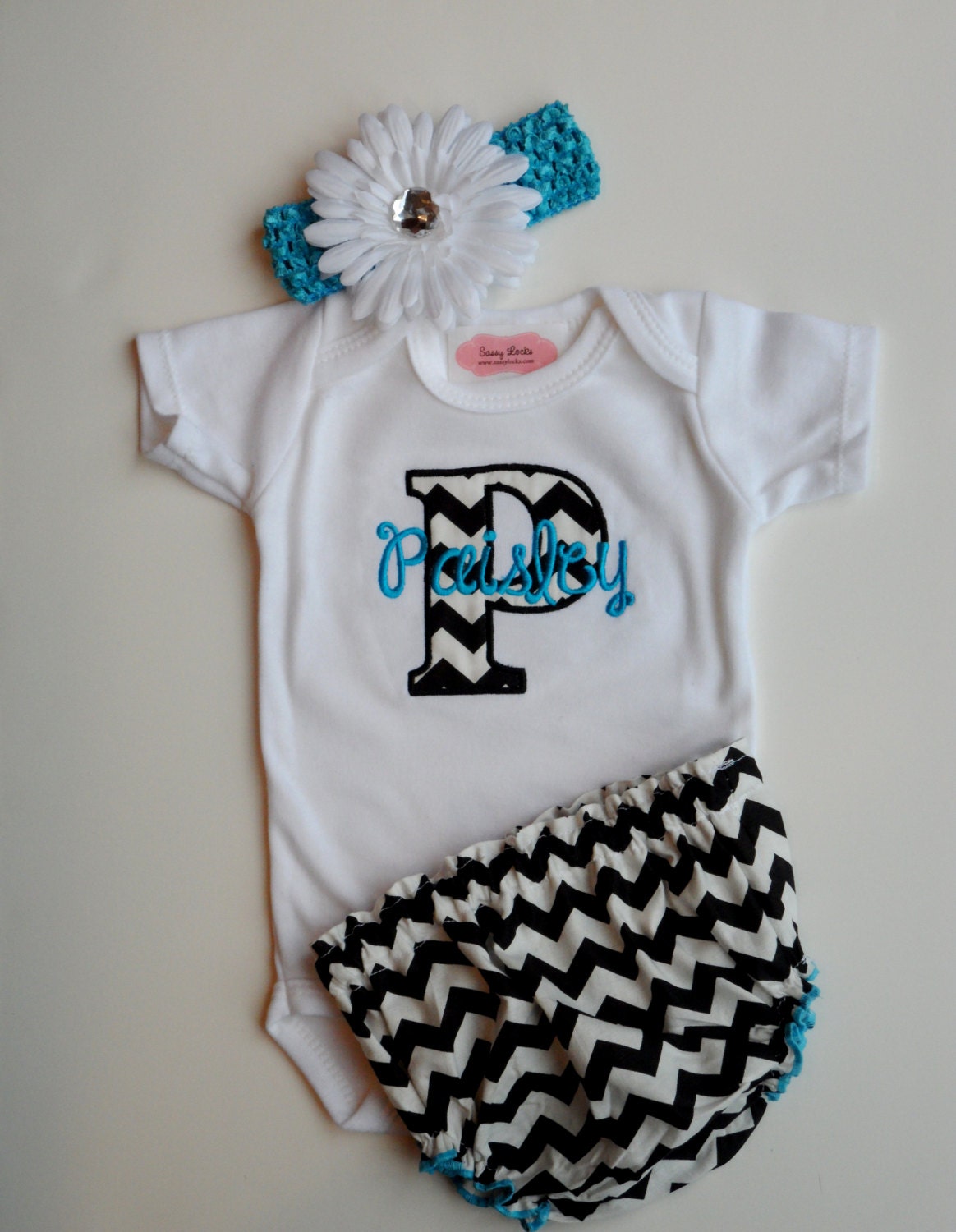 Chevron Personalized Baby Girl Clothes Newborn Girl by sassylocks