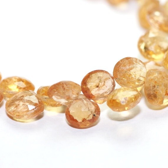 Imperial Precious Topaz Micro Faceted Heart Briolettes 4 Peach