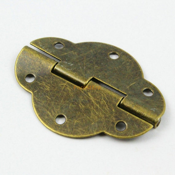 10Pcs Antique Brass Flower Hinge Small Hinge Box Hinge 46x35mm