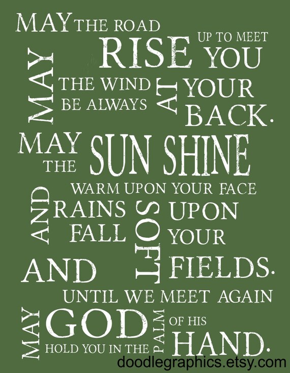 Irish Blessing May the Road Rise up to Meet You Typography