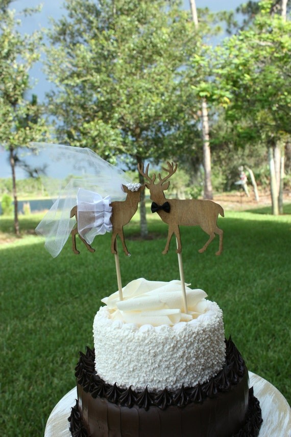 Deer-buck and doe-wedding cake topper-fall by MorganTheCreator