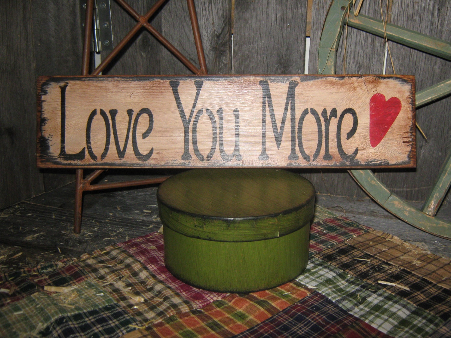 Primitive Large Love Sign LOVE YOU MORE Hand