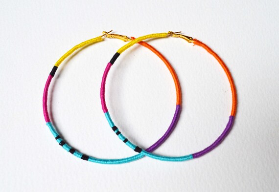 African Earrings Tribal Hoop Earrings Large Hoop Earrings