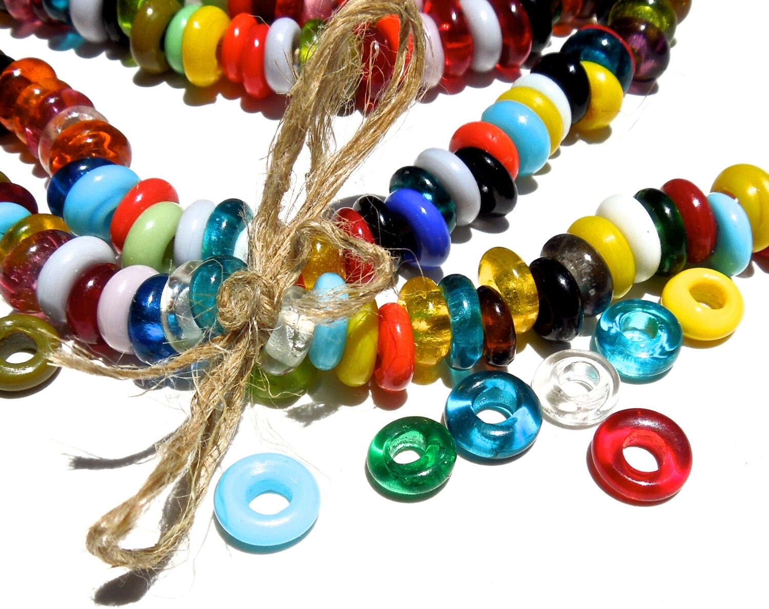 SUPPLY: 1000 Colorful Glass Crow Roller Flat Beads – Macrame Beads ...