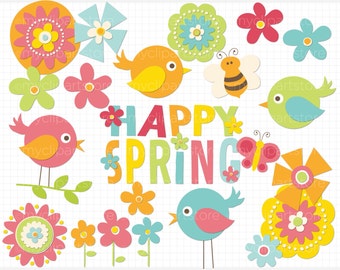 Spring Has Sprung #1 / Spring Birds Clip Art / Digital Clipart ...