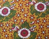 Vintage 1940s Fabric, 1950s Fabric, Floral Fabric, Vintage Fabric, Gold ...
