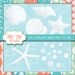 digital scrapbook papers aqua sea glass and coral by laneandmay