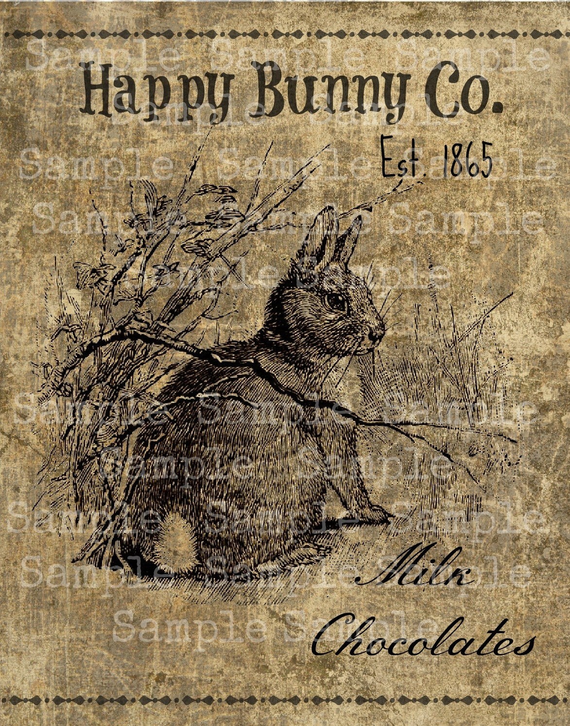 Primitive Vintage Bunny Rabbit Jpeg Digital Image Feedsack