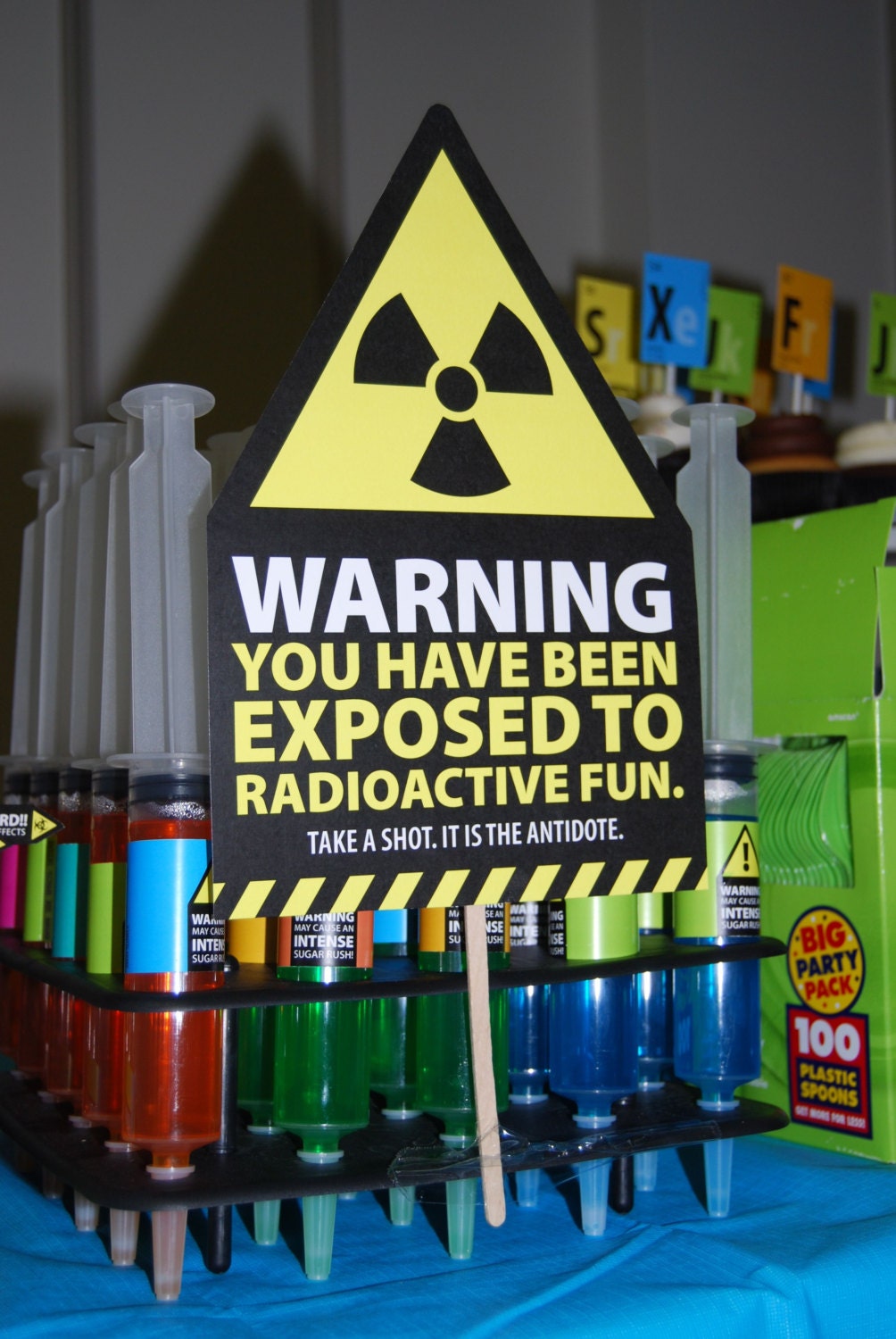 Science Party Signs Warning Radioactive INSTANT DOWNLOAD