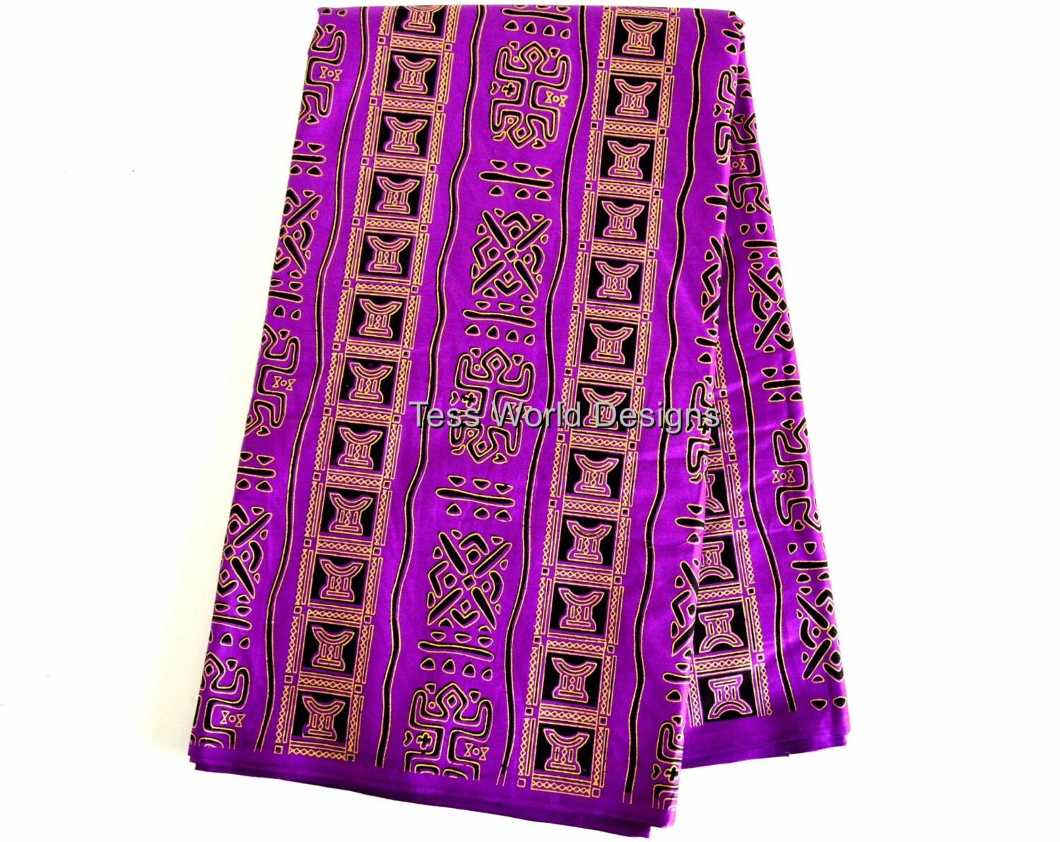 Purple Senegalese Tribal Print Golden Stool motif African