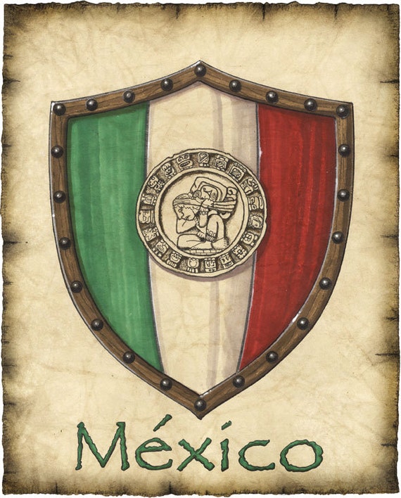 Mexico Crest Artwork Mexico Mayan Calendar Aztec Calendar