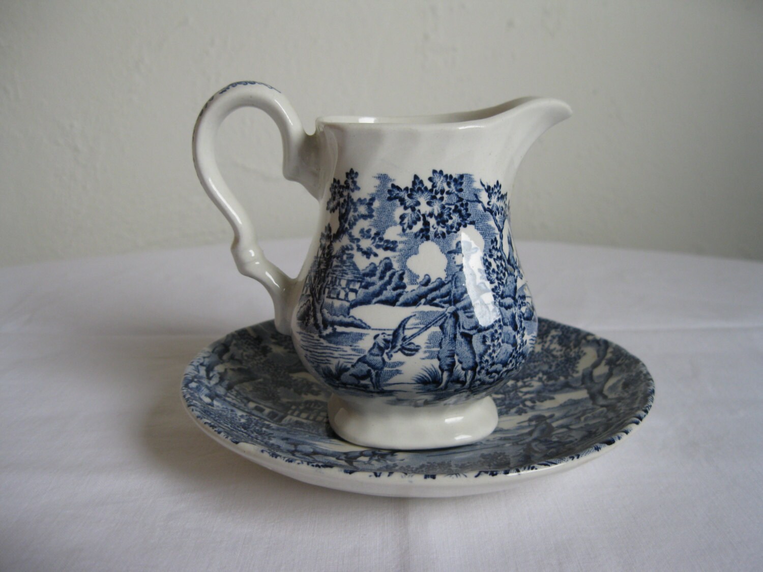 Vintage milk jug, English ceramic, The Hunter by Myott, serving, coffee ...