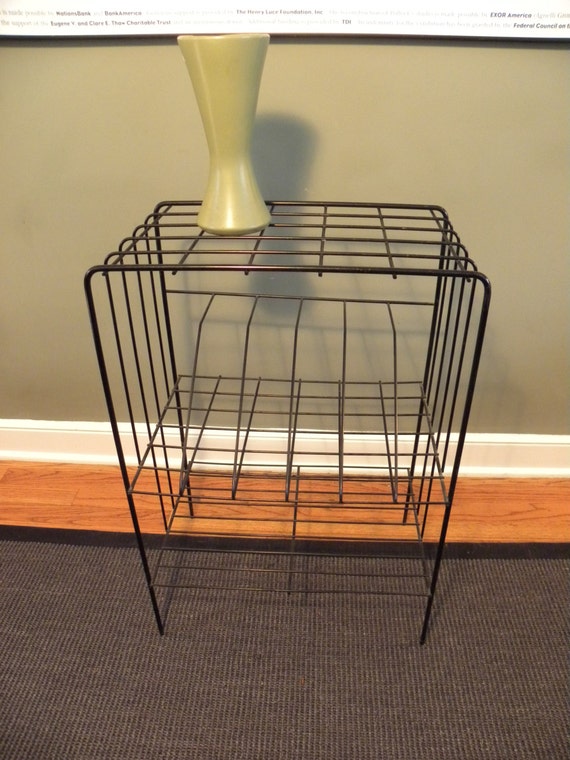Vintage Mid Century Wire Record Album Holder / Table