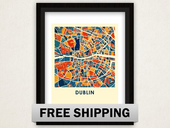 Dublin Map Print Full Color Map Poster by iLikeMaps on Etsy