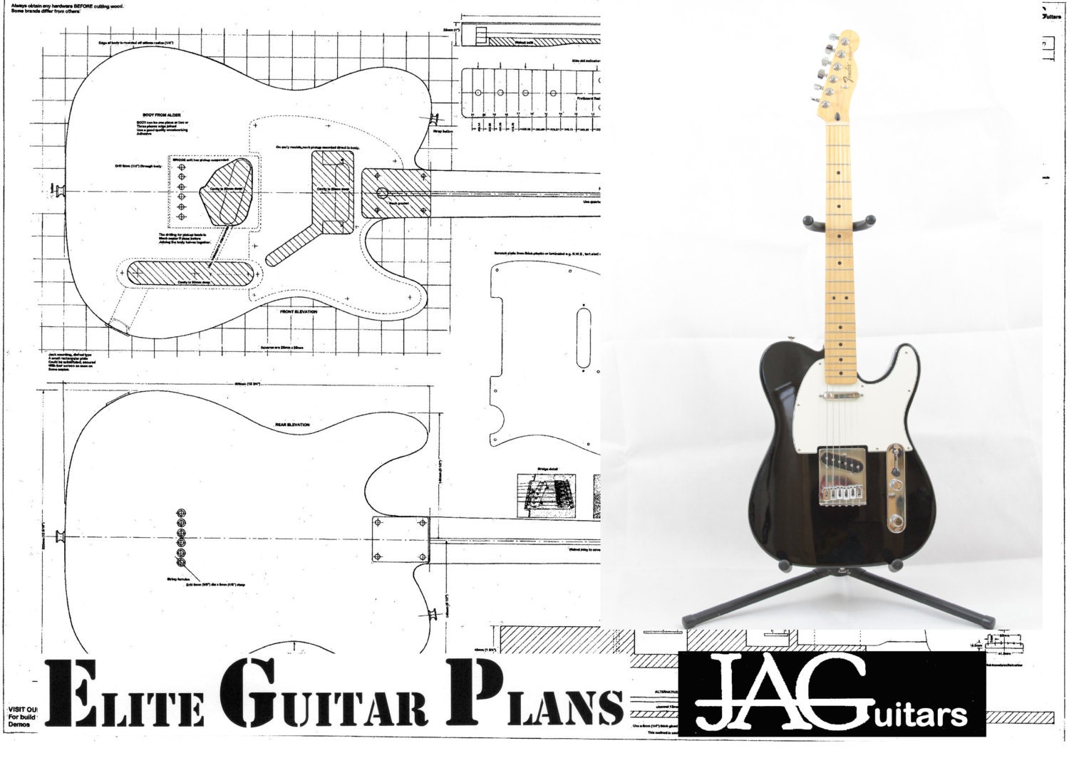 Full size plan to build a Telecaster by JohnAnthonyGuitars on Etsy