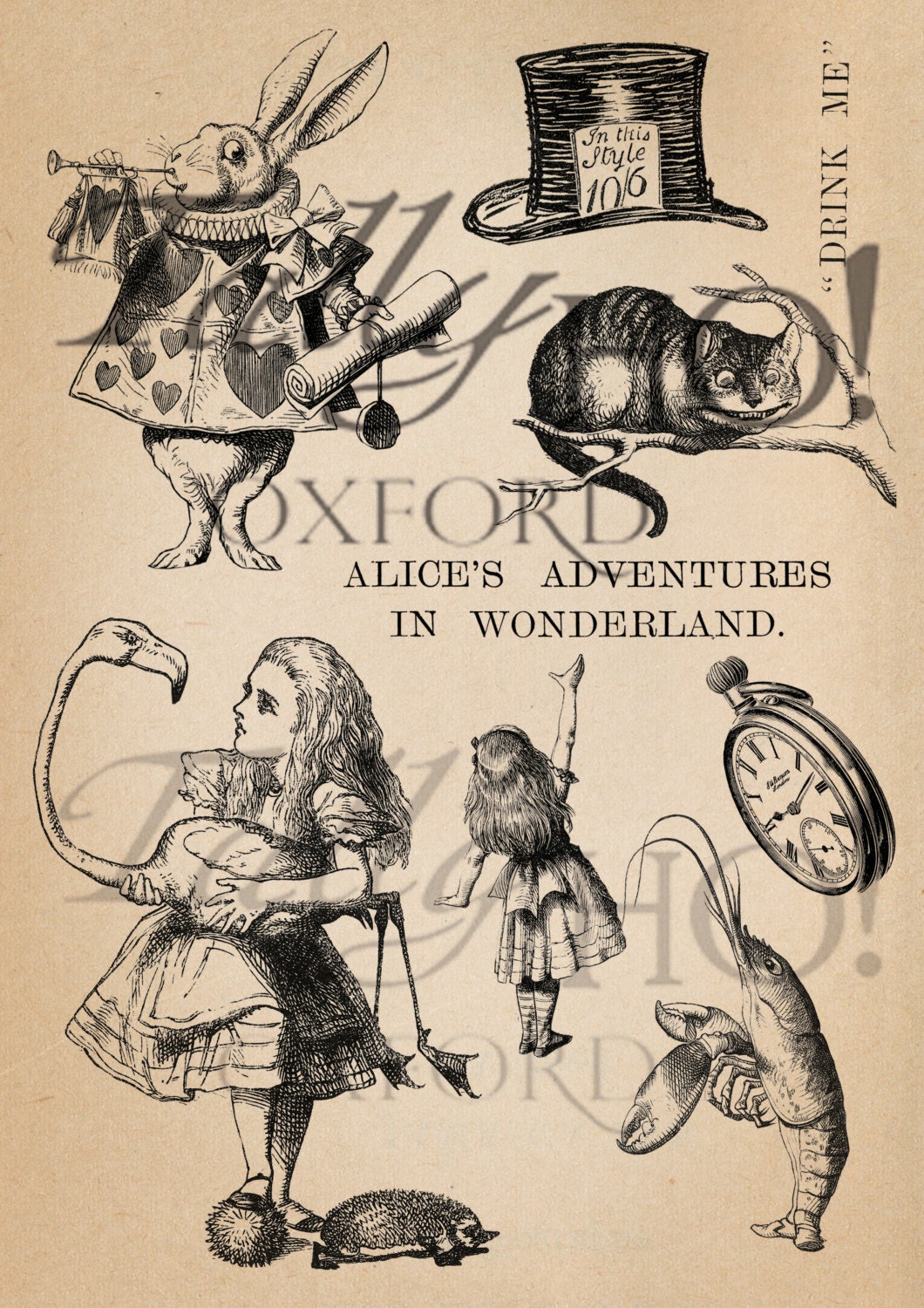 11x Alice in Wonderland illustrations in this lovely