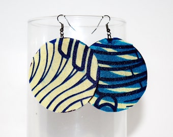 Blue African Earrings- Afrocentric Earrings - Handmade African Print ...