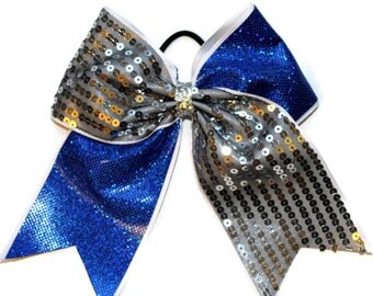 Cheer Bow Silver Glitter