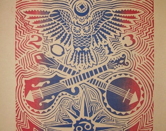 Road Runner Linocut Block Relief Print by VanessaJoBahr on Etsy